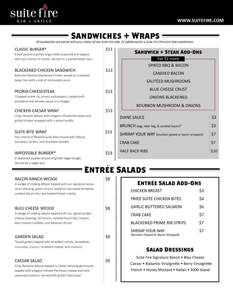 Dinner - Suite Fire Bar + Grille