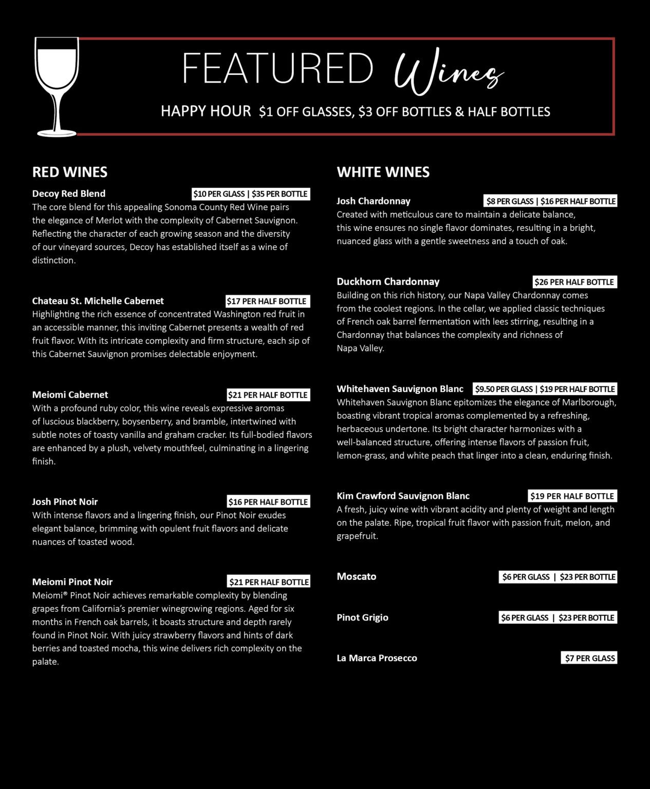 Bar Menu - Suite Fire Bar + Grille